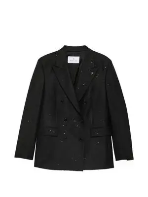 MANUEL RITZ Sequin-embellished Double-breasted Blazer - Black