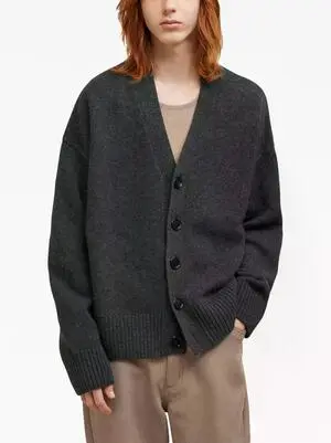 AMI Paris V-neck Elbow Patches Cardigan