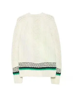 Lacoste Cable-knit Logo-embroidered Sweater - Neutrals