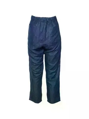 Sandro Chambray Straight-leg Trousers - Blue