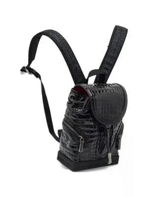 CHRISTIAN LOUBOUTIN Explorafunk Crocodile-embossed Backpack - Black