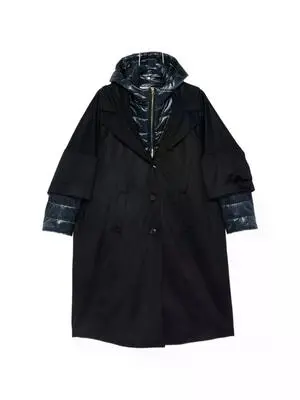 Herno Layered-hood Notched-lapel Coat - Blue