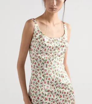 Prada Silk Duchess Floral Midi Dress