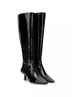 STUART WEITZMAN Vinnie Croc-embossed Leather Knee-high Boots - Black