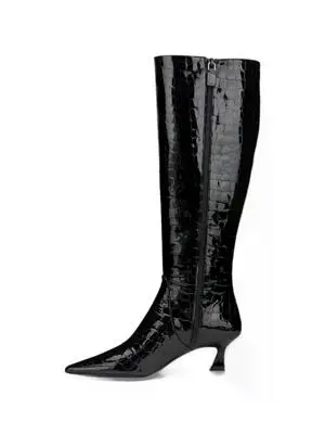STUART WEITZMAN Vinnie Croc-embossed Leather Knee-high Boots