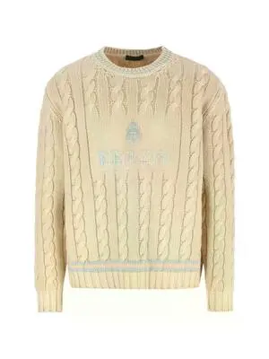Prada Cable-knit Logo-embroidered Sweater - Neutrals