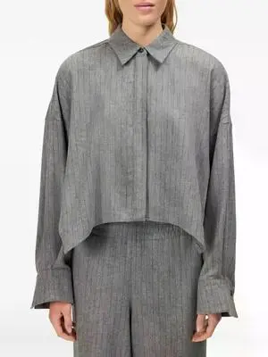 DRYKORN Oshia Pinstripe-pattern Cropped Shirt - Grey