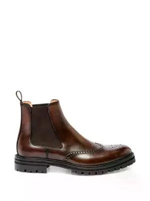 TESTONI Brogue-detail Leather Chelsea Boots - Brown