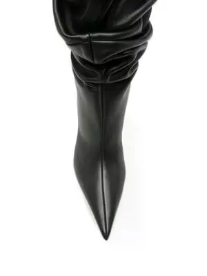 Amina Muaddi Ruched Pointed-toe Boots
