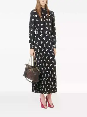Valentino Garavani Midi Skirt In Butterflow-print Crepe De Chine - Black