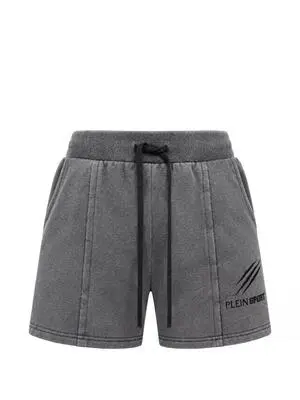 PLEIN SPORT Acid-wash Logo-print Mini Shorts - Grey
