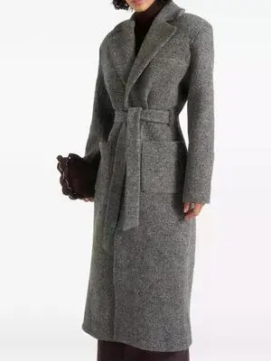 Manière De Voir Jena In Wide-shoulder Wool Coat With Cinch Belt
