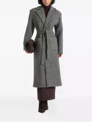 Manière De Voir Jena In Wide-shoulder Wool Coat With Cinch Belt