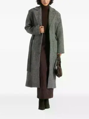 Manière De Voir Jena In Wide-shoulder Wool Coat With Cinch Belt