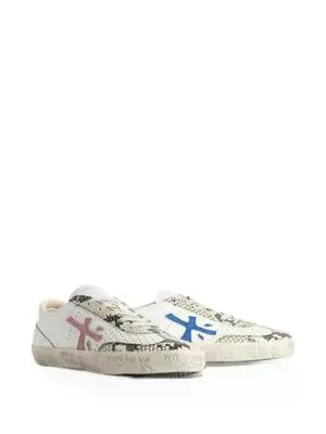 Premiata Snake-effect Cracked-leather Sneakers