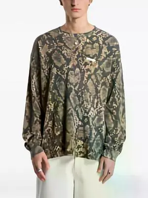 Obey Snakeskin-print Waffle-knit T-shirt - Brown