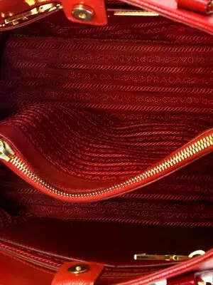 Prada Open Promenade Bag Vernice Saffiano Leather Medium Satchel - Red
