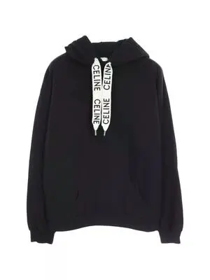 Celine 2010s Logo Drawstring Hoodie - Black