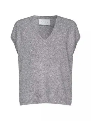 KAOS Sequin-embellished V-neck Sweater - Grey