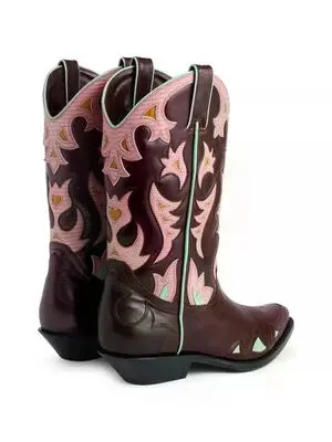 Rabanne Crackled Leather Santiag Boots