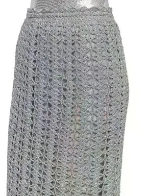 ATU BODY COUTURE Crochet-knit Metallic-effect Maxi Skirt