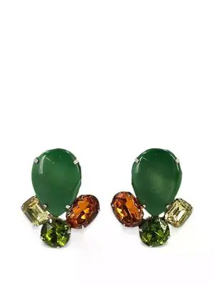 MADISON 1980s Cabochon Rhinestone Clip-on Earrings - Silver