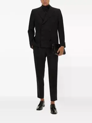 Dolce & Gabbana Pleated Satin-trim Tailored Trousers - Black
