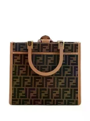 Fendi Sunshine Shopper Zucca Canvas Small Tote Bag - Brown