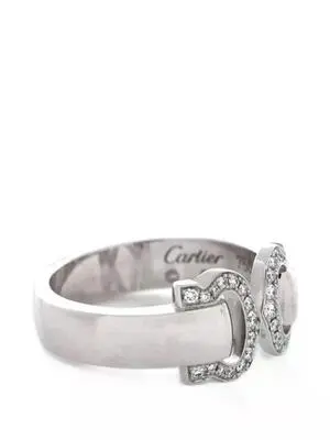 Cartier Vintage C De 18k White Gold With Diamonds Ring - Silver