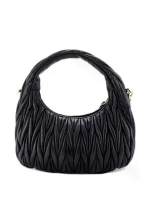 Miu Miu Wander Matelasse Leather Small Hobo Bag - Black