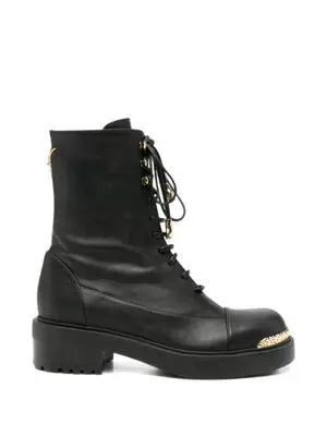 GIUSEPPE ZANOTTI Lace-up Logo-plaque Boots - Black