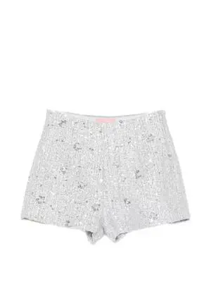 TWENTY FOURHAITCH Sequin-embellished Tweed Shorts - Silver
