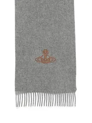 VIVIENNE WESTWOOD Orb-embroidered Fringed Scarf