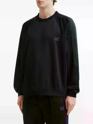 Needles Butterfly-embroidered Side-stripe Sweatshirt