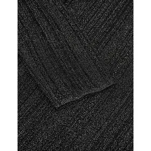 REISS Sutton Metallic Roll-neck Knitted Top - Navy