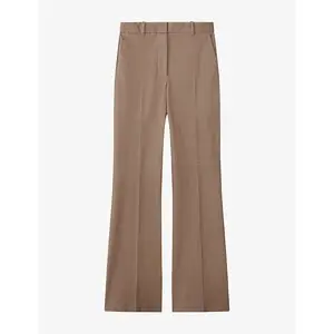 JOSEPH Tafira Falred-leg Mid-rise Leather Trousers - Sable