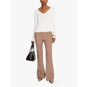 JOSEPH Tafira Falred-leg Mid-rise Leather Trousers