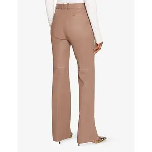 JOSEPH Tafira Falred-leg Mid-rise Leather Trousers
