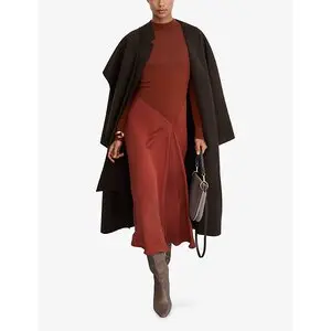 REISS Nora High-neck Knitted Woven Midi Dress