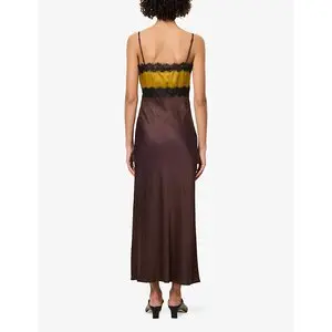 NEVER FULLY DRESSED Eden V-neck Satin Lace Maxi Dress