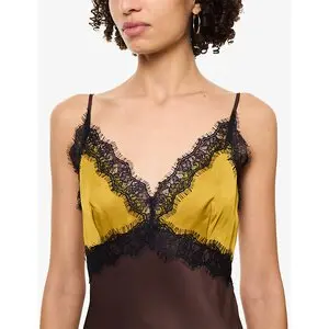NEVER FULLY DRESSED Eden V-neck Satin Lace Maxi Dress