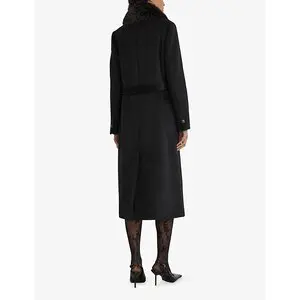 REISS Francesca Faux-fur Collar Long Wool-blend Coat