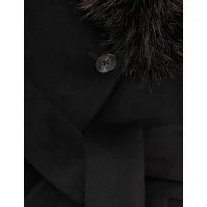 REISS Francesca Faux-fur Collar Long Wool-blend Coat
