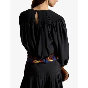 Polo Ralph Lauren Pleated Oversized Silk-cotton Blend Blouse