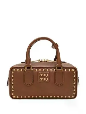 Miu Miu Arcadie Studded Leather Bag - Brown