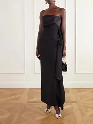 Solace London Andress Strapless Ruffled Crepe Bustier Gown