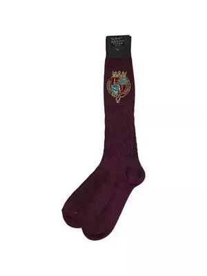 Dolce & Gabbana Crest-patch Cable-knit Socks - Red