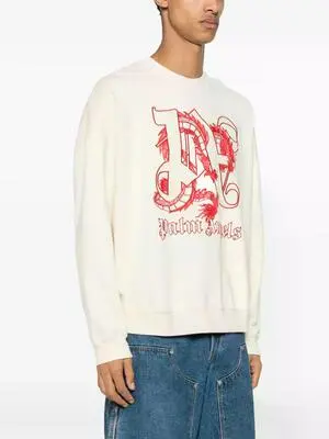Palm Angels Dragon-monogram Cotton Sweatshirt