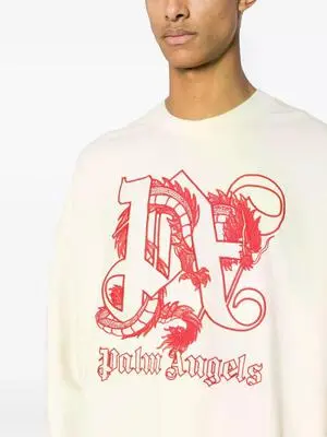 Palm Angels Dragon-monogram Cotton Sweatshirt