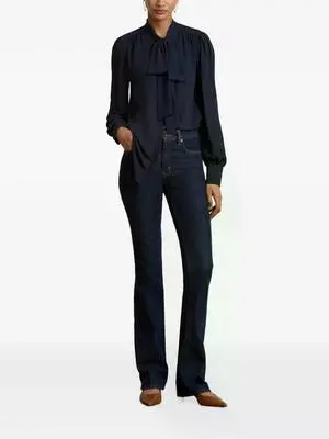 Ralph Lauren Tie-neck Blouson-sleeve Blouse